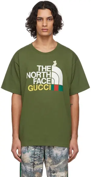 Gucci Khaki The North Face Edition Logo T-Shirt - 3450 Military